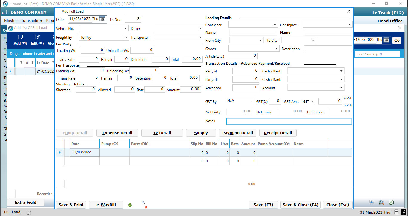 Transport Management Software || E - Account ERP